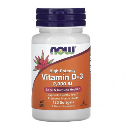 NOW Foods Vitamin D-3 2000 IU High Potency Vitamīns D3 120 kapsulas